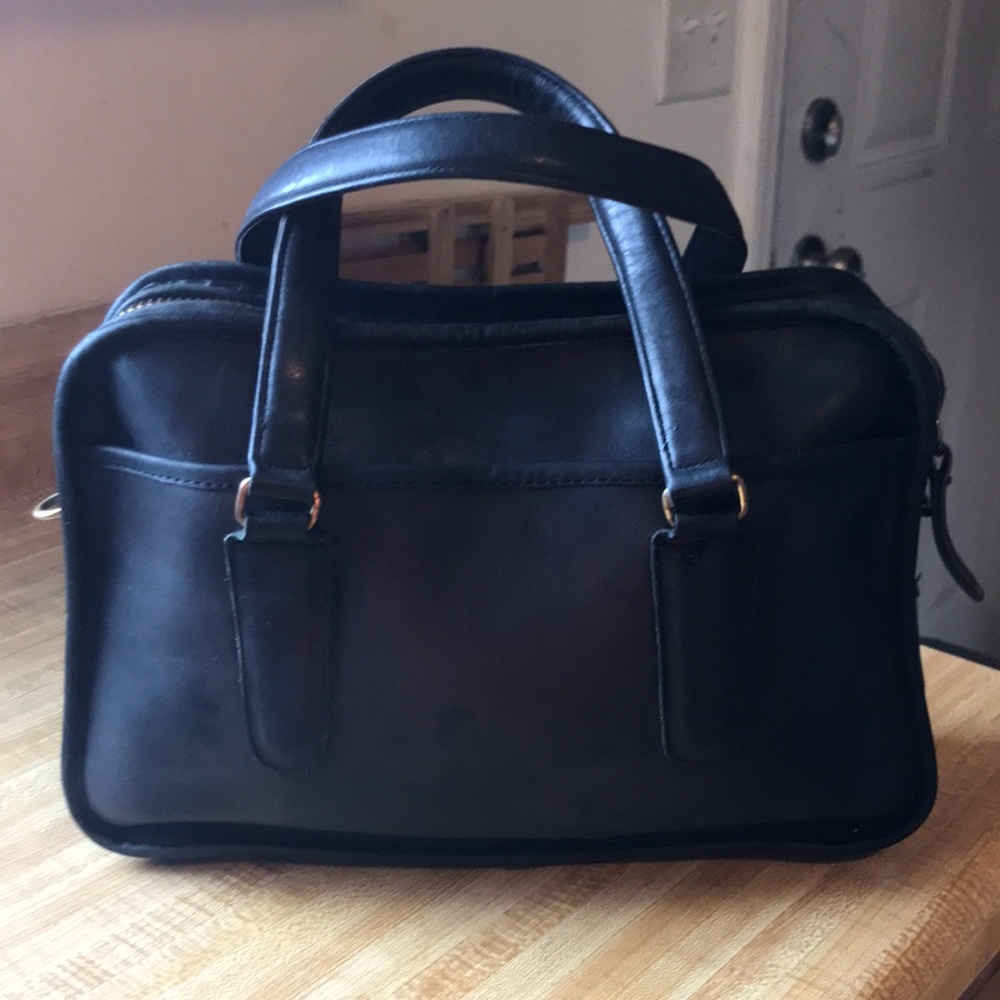 Vintage Coach 1970’s Skinny Black Flight Bag New York - Gem